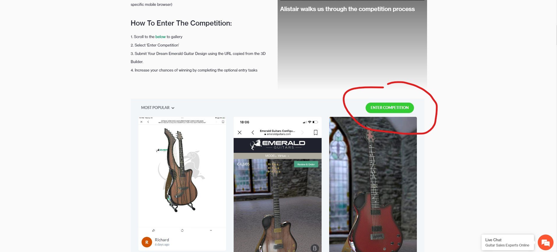 How to Enter Competition Break Down - Emerald Guitars