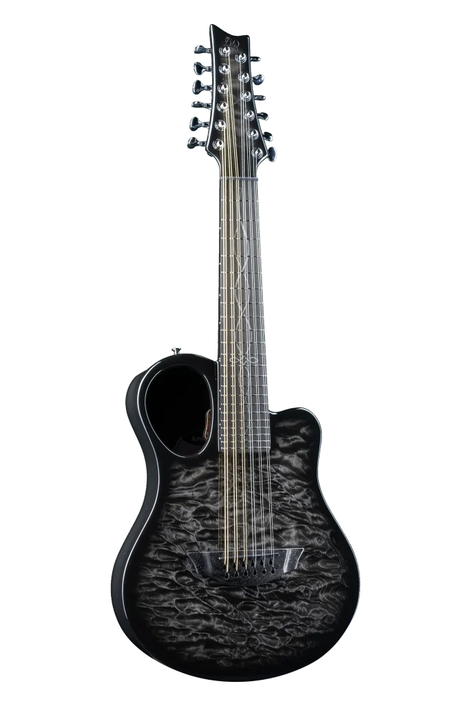 Amicus Black Quilted Maple - Emerald Guitars