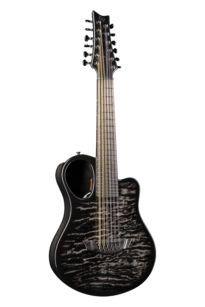Amicus Black Quilted Maple - Emerald Guitars