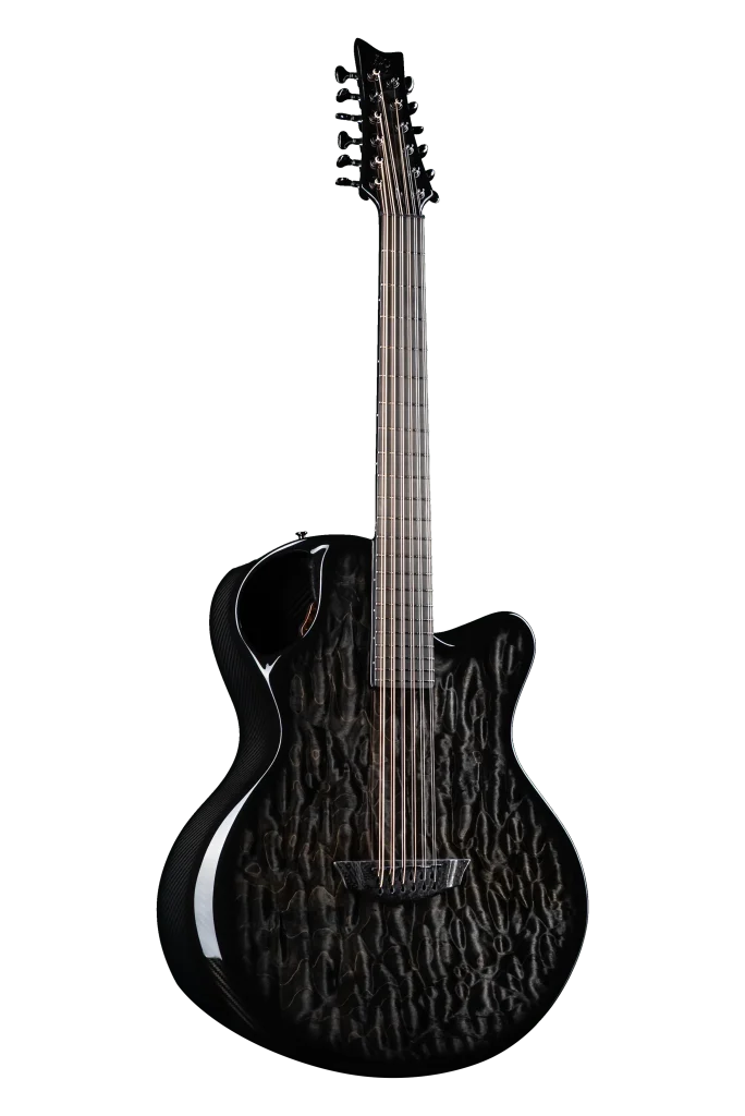 X30-12 String Black Quilted Maple - Emerald Guitars