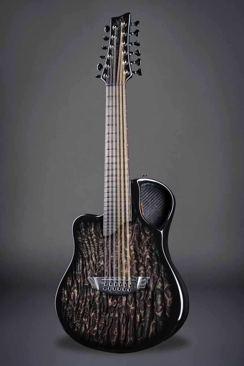 Amicus Lefty Black Quilted Maple - Emerald Guitars
