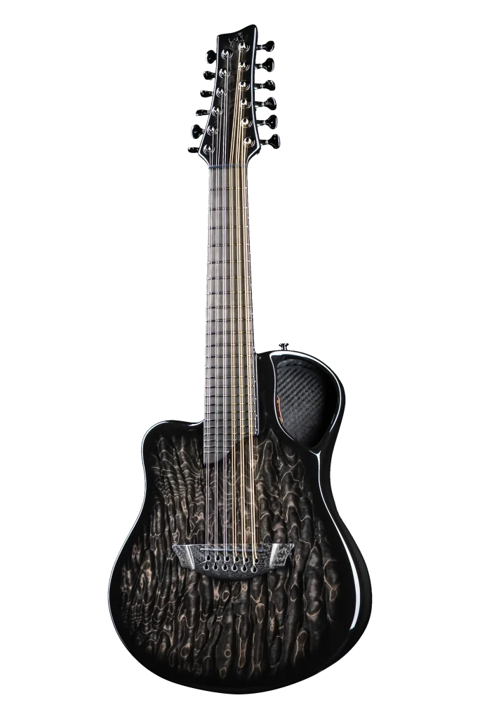 Amicus Lefty Black Quilted Maple - Emerald Guitars